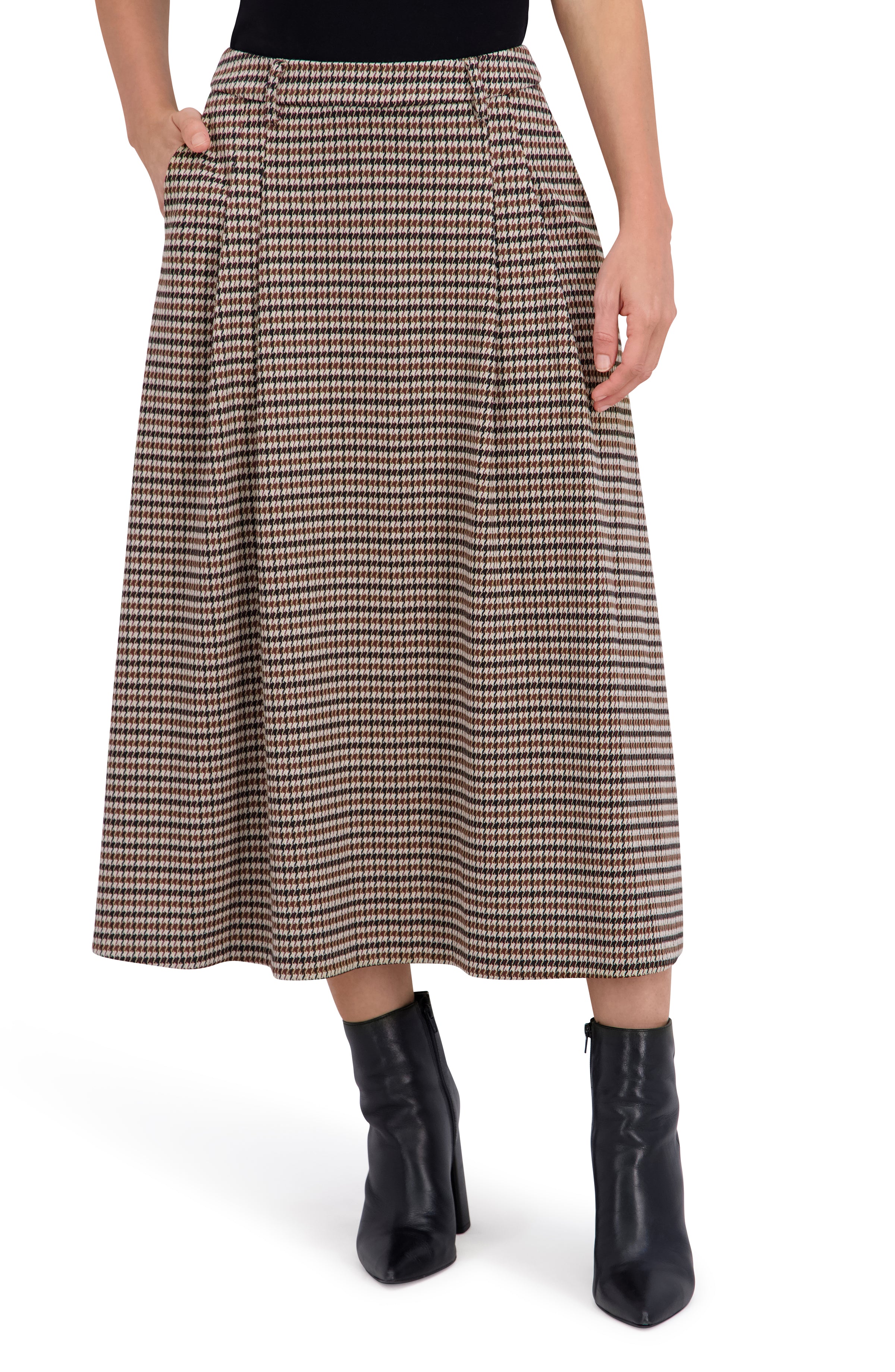 Plaid Midi with Front Pleats and Side Pockets – Ookie & Lala